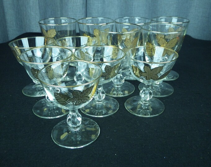 Libbey Gold Leaves Craft Cocktail Set of 12 Stems Full Bar - Etsy