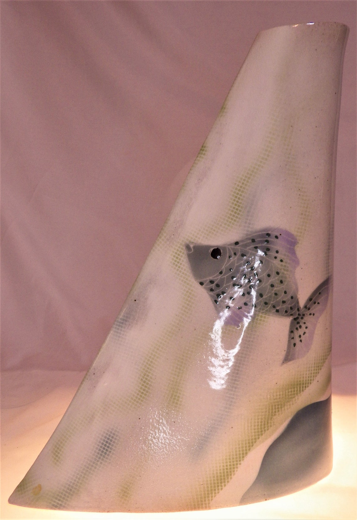 Signed Studio Pottery Large Ceramic Vase Shark Fin Vase Beach | Etsy