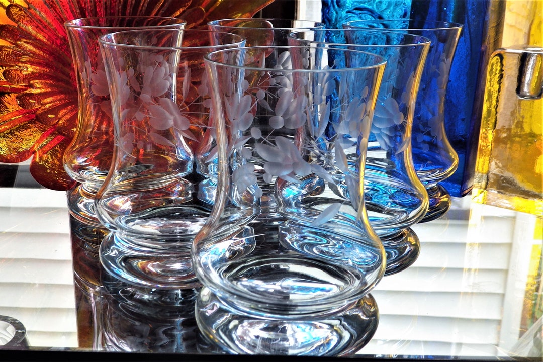 Vintage Tulip Shaped Whiskey Glasses Set of Six Double Old - Etsy