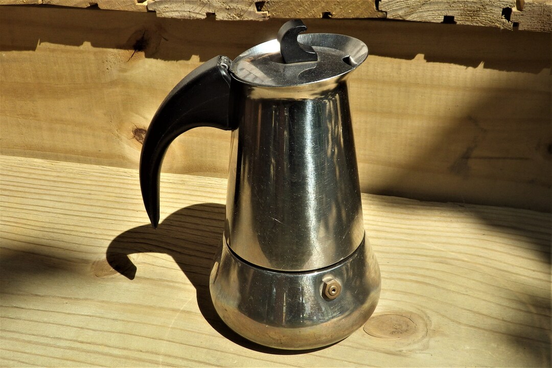Mid Century Modern Inox 18/10 Espresso Maker 4 Cup Moka Pot With ...