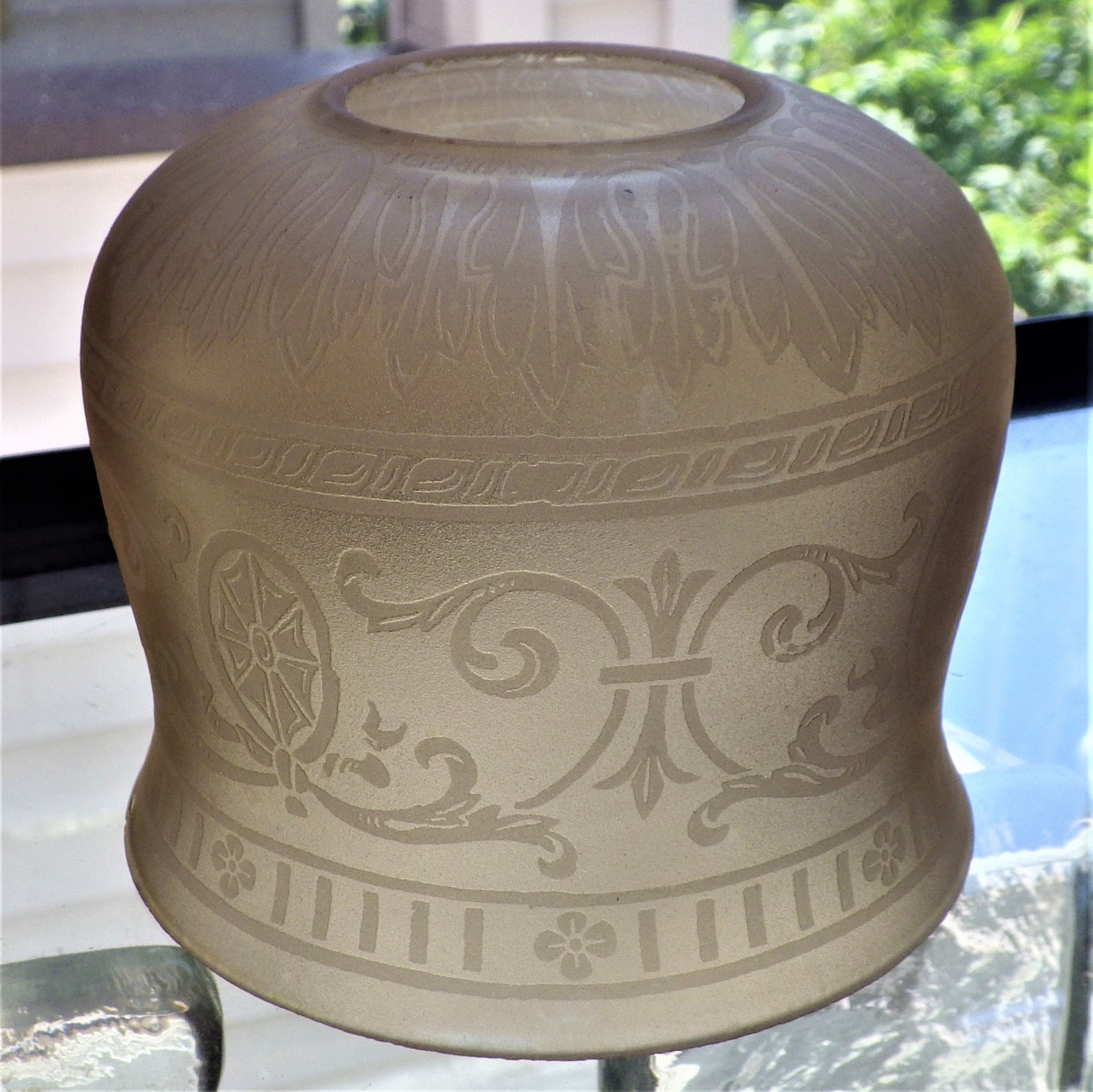 Antique Iridescent Lamp Shade Set of Five Amber Etched Art - Etsy