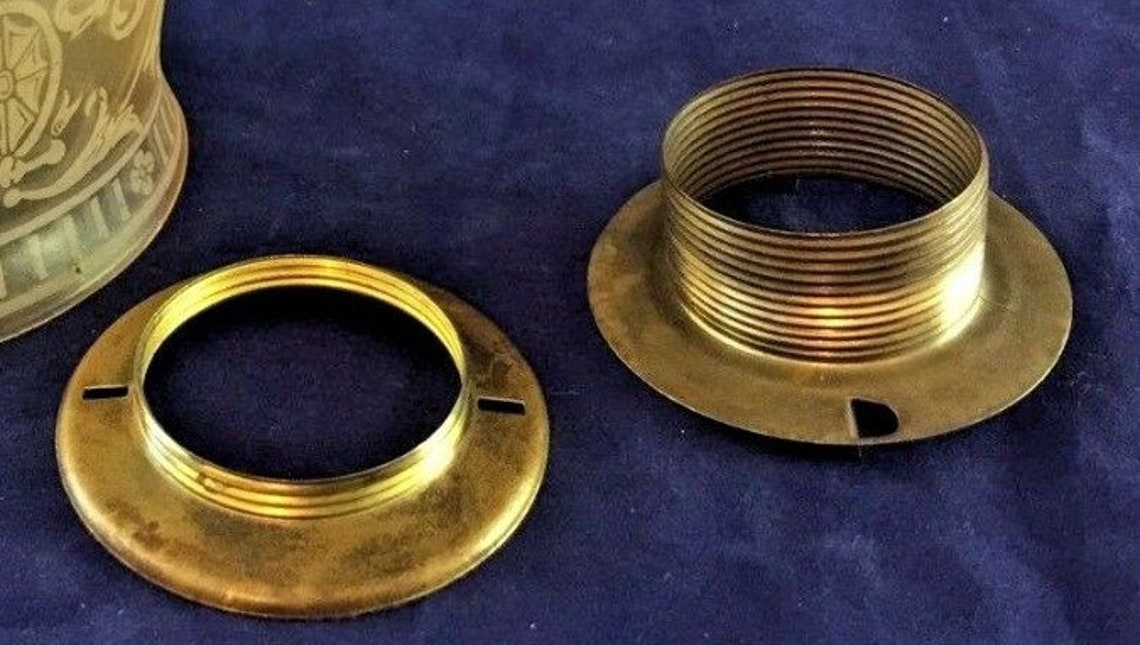 Antique Iridescent Lamp Shade Set of Five Amber Etched Art - Etsy