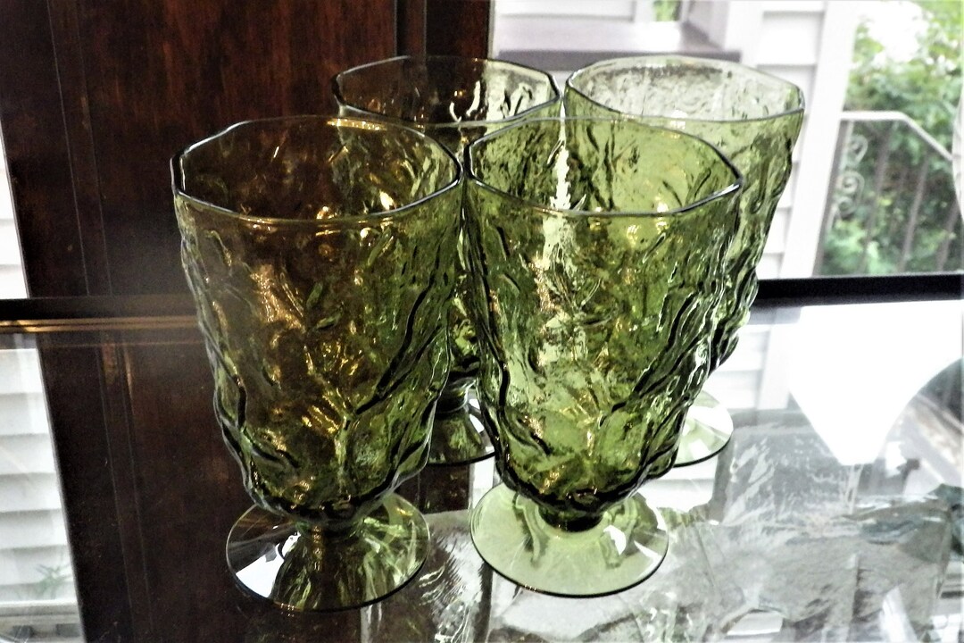 Bryce Glass El Rancho Greenbrier forest Green Iced Tea Gasses Set of ...