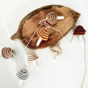 Macrame Mushroom Garland, Toadstool Handing Decoration, Fall Home Accent, Forest Kids Room ...