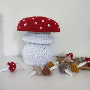 Macrame Mushroom Garland, Toadstool Handing Decoration, Fall Home Accent, Forest Kids Room ...