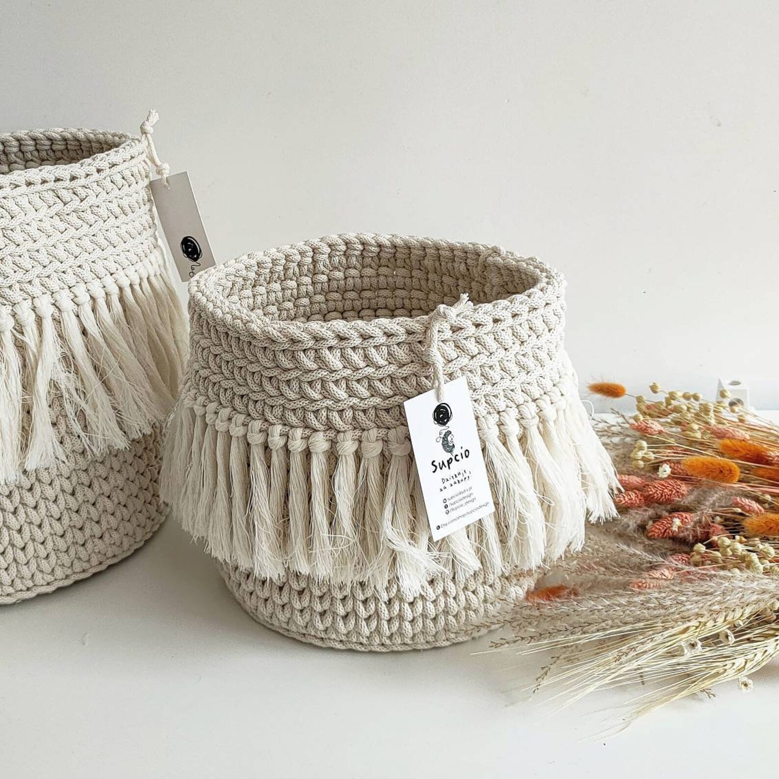 Boho Round Basket Kidsroom Storage Container Cotton | Etsy