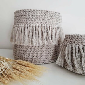 Boho Round Basket, Kidsroom Storage Container, Cotton Organizer, House ...