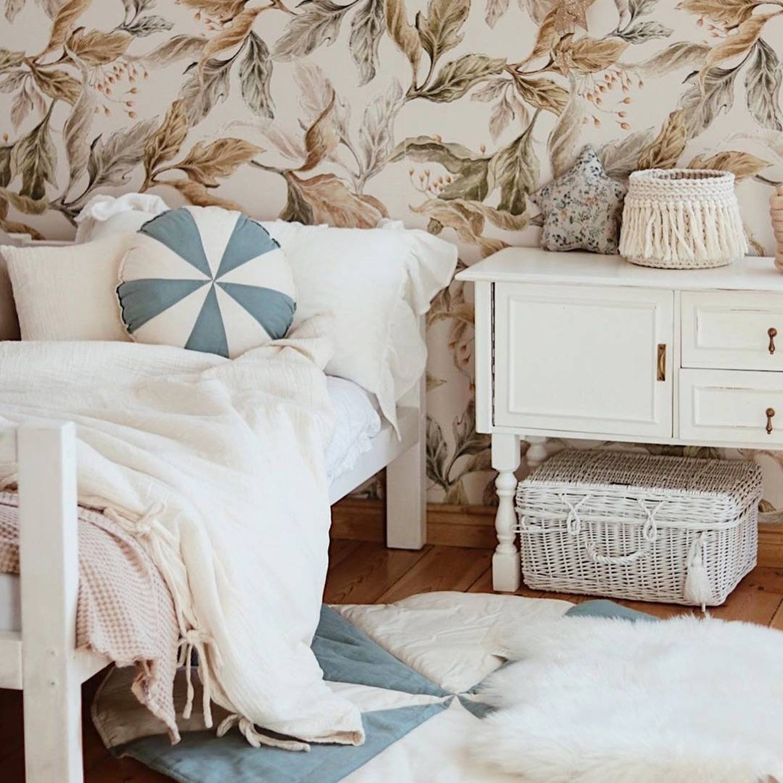 Boho Round Basket Kidsroom Storage Container Cotton | Etsy