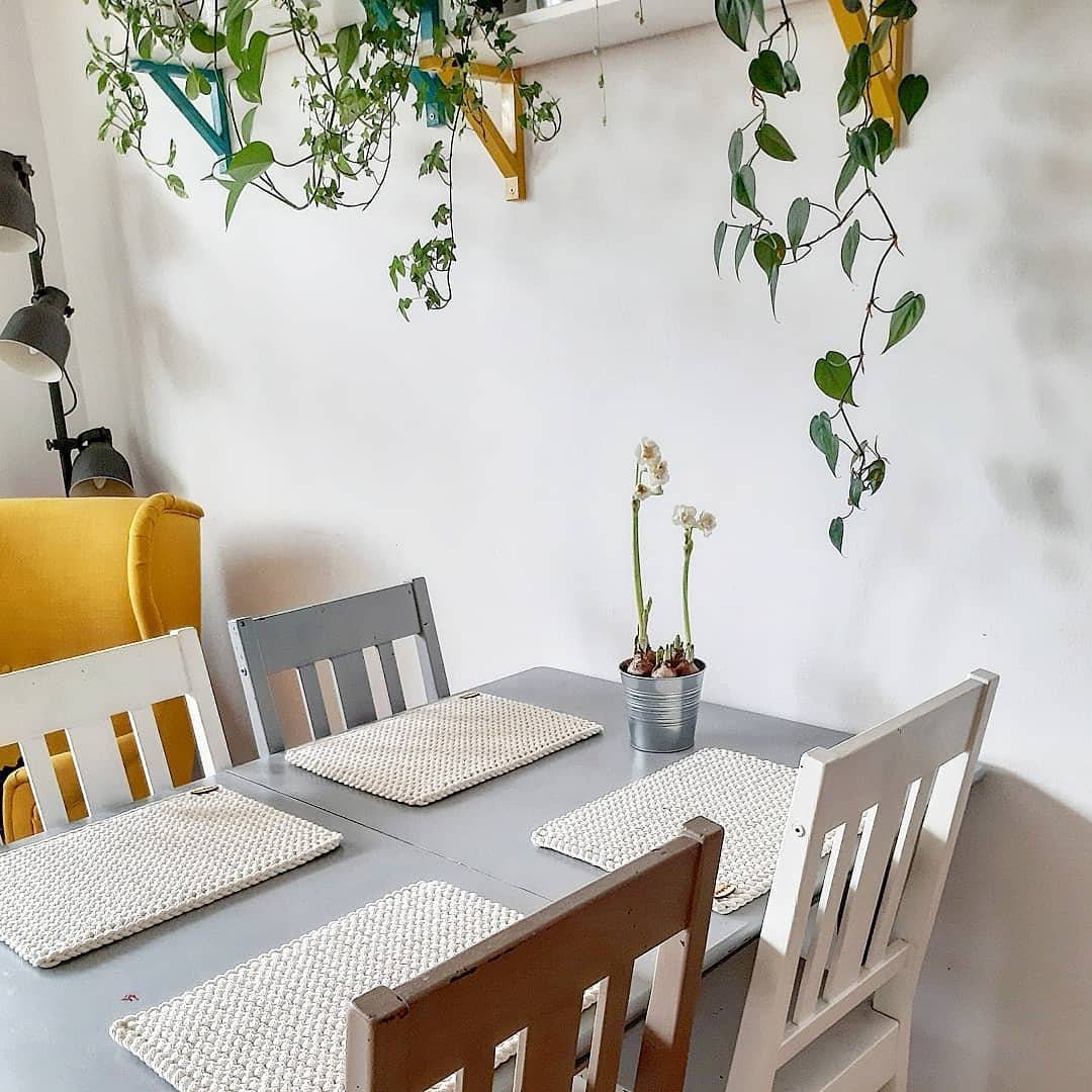 Rectangular knitted table mat scandic home decor scandi | Etsy Polska