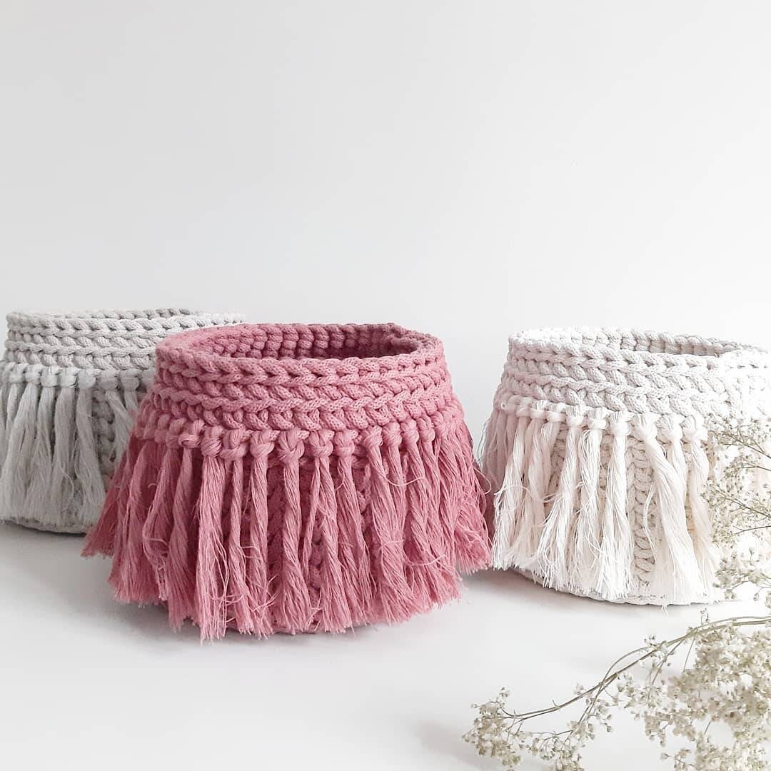 Boho Round Basket Kidsroom Storage Container Cotton | Etsy