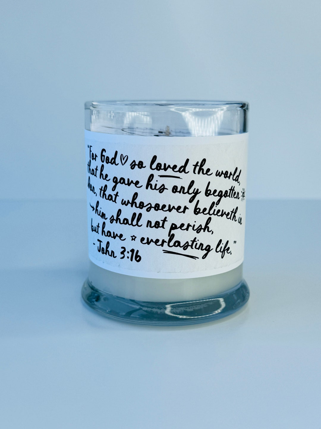 Bible Verse Candle - John 3:16 | Soy Coconut Wax Blend | Hand Poured ...