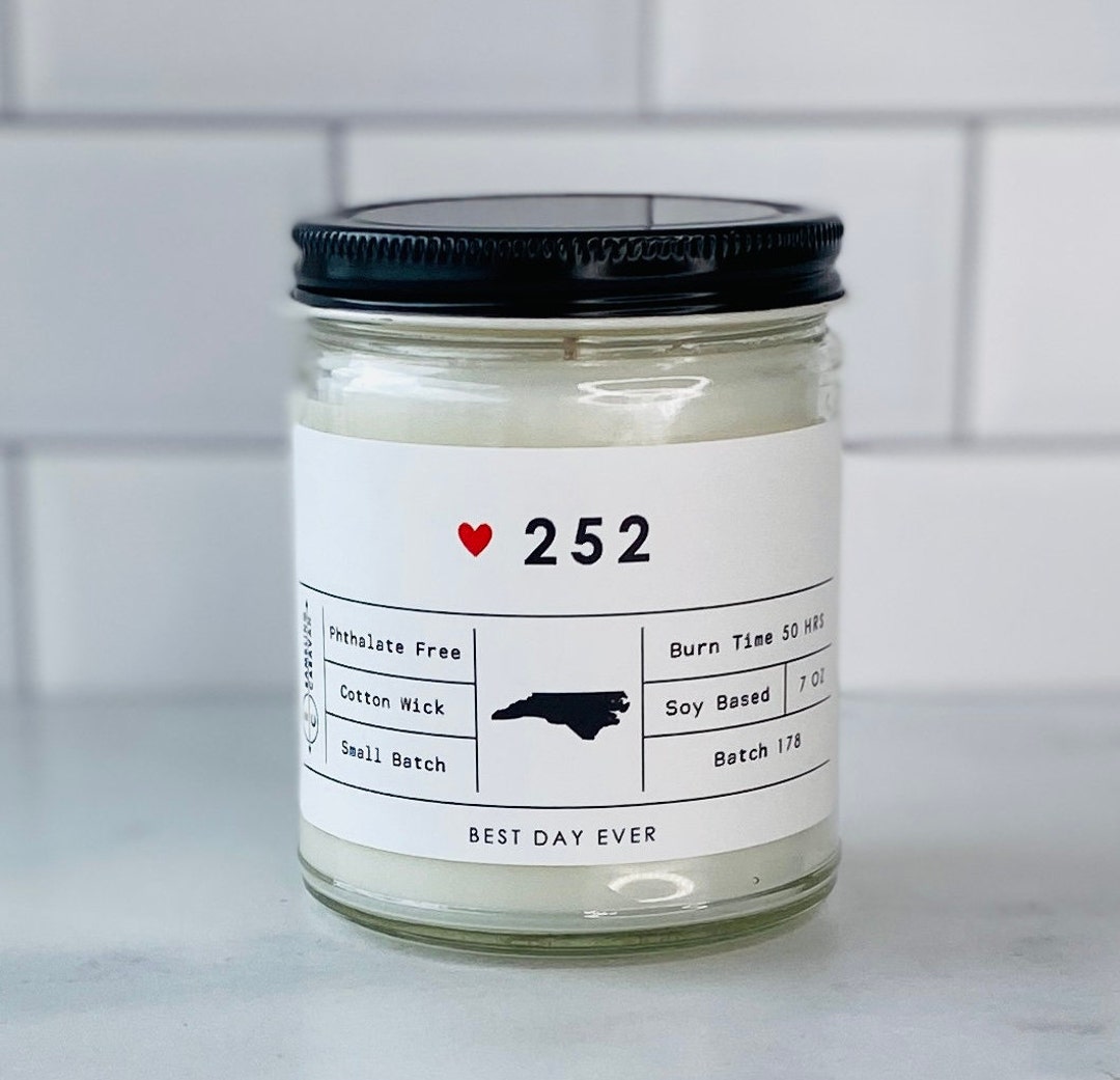 252 Area Code Candle Outer Banks, North Carolina Candle Soy Coconut ...