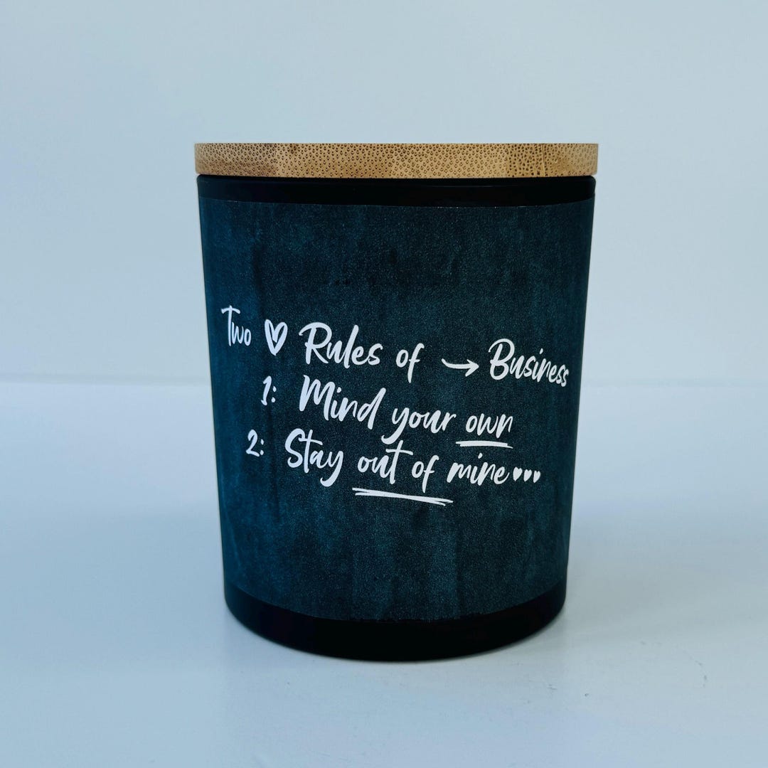 Snarky Candle: Mind Your Business, Soy Coconut Wax, Wooden Wick - Etsy