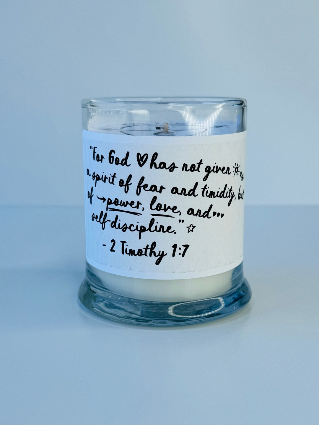 Bible Verse Candle - 2 Timothy 1:7 | Soy Coconut Wax Blend | Hand ...