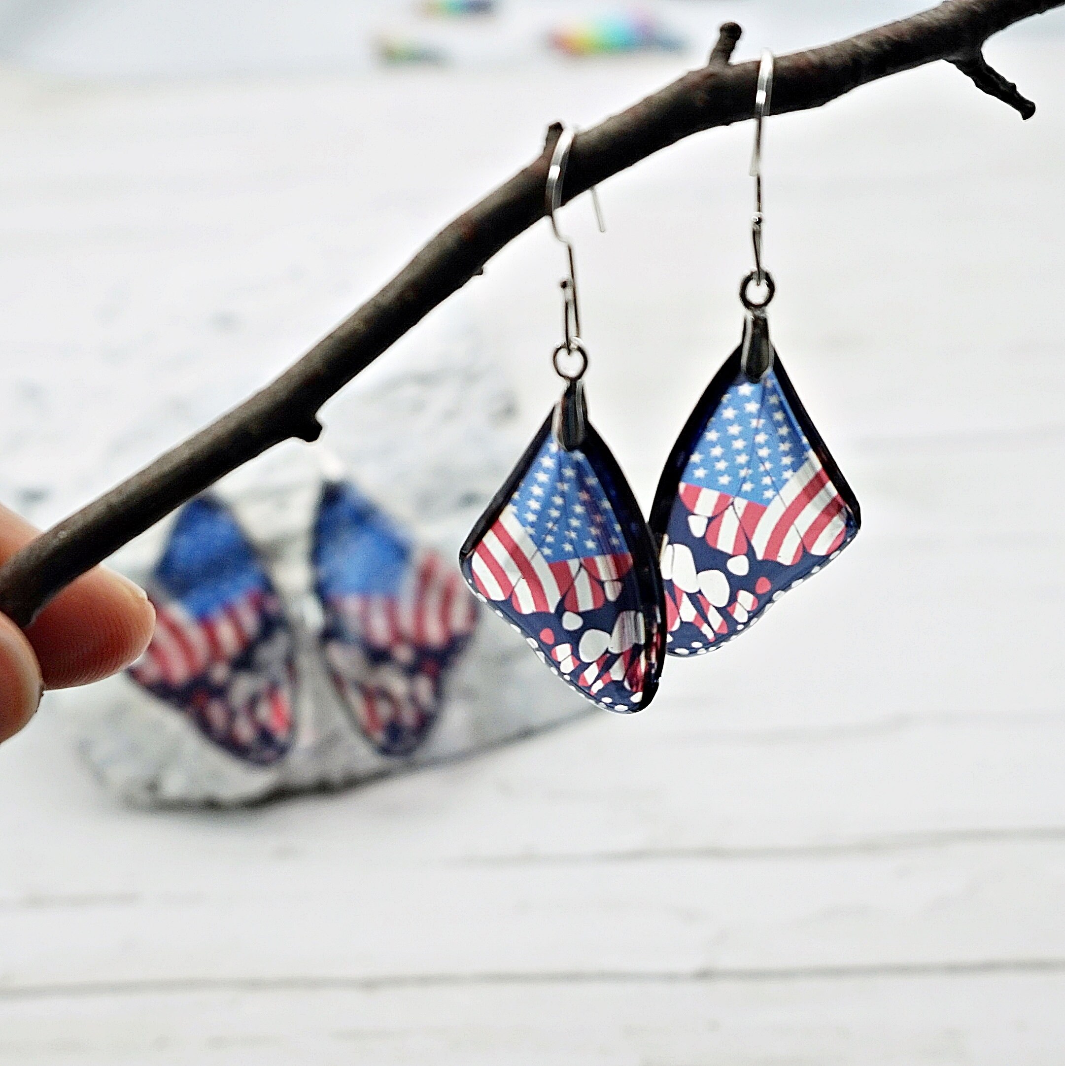 US Flag Earrings American Pride Accessories - Etsy