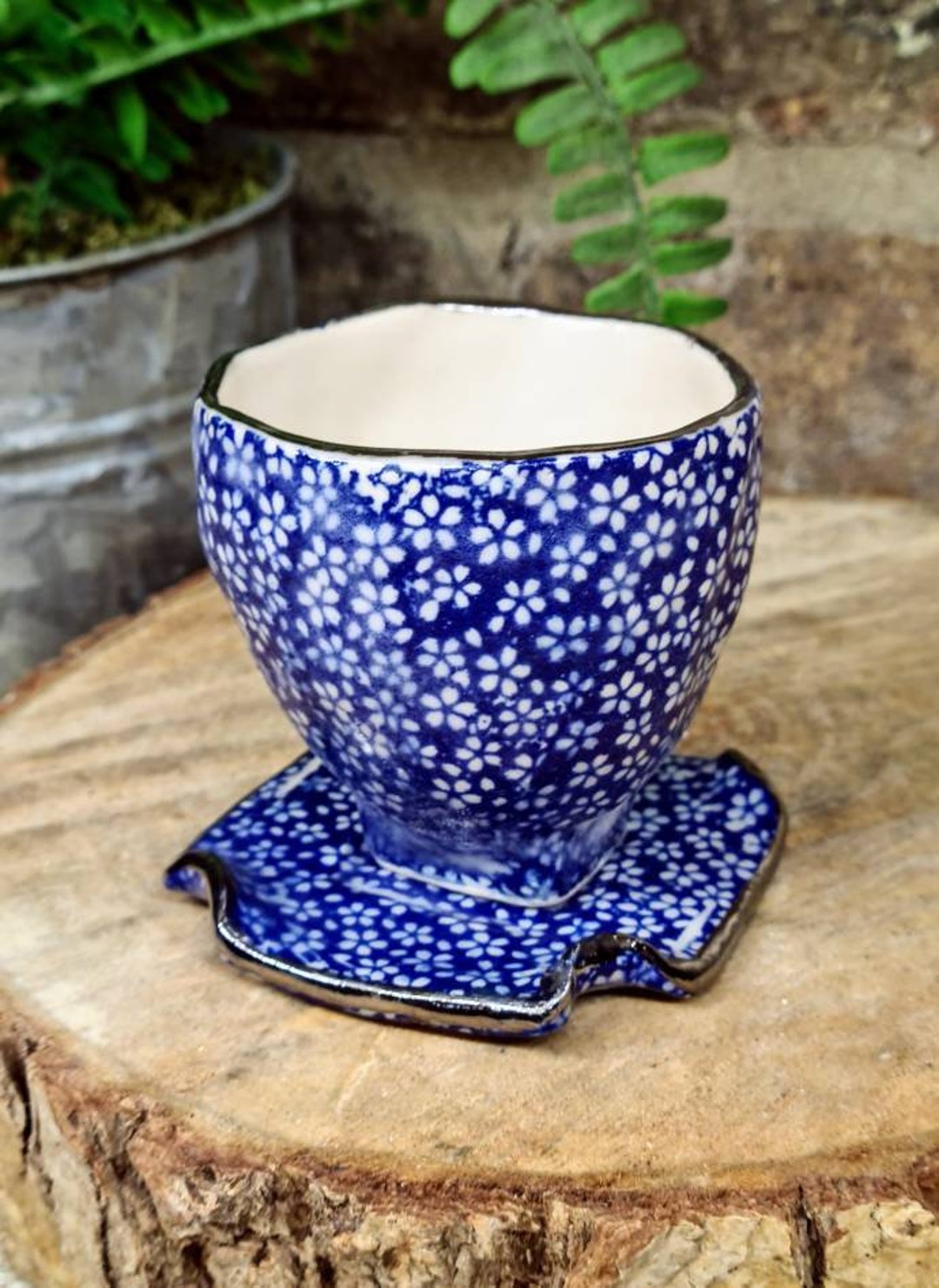 Handbuilt Pinch Pot Yunomi Cup and Stand Fired to Stoneware. - Etsy UK