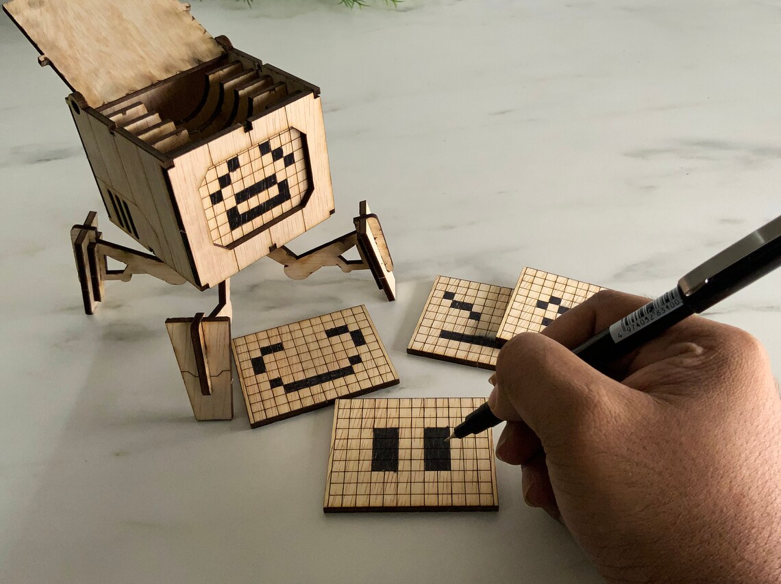 MOODBOT - Laser Cut Dxf/eps/pdf File 3D Robot Figure With Customable Emotion - Etsy