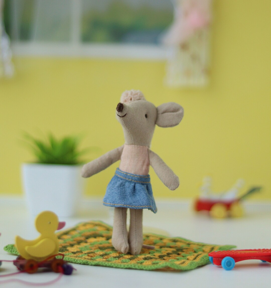 Maileg Mouse Denim Skirt. Stuffed Toy Cute Clothes. Miniature Doll ...