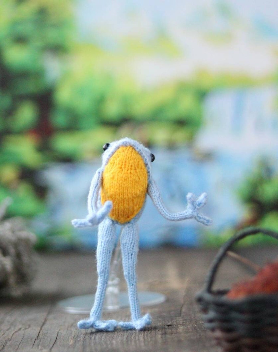 Blue yellow Knit Frog From Tiktok. Soft Whimsical Toad. Hippie Woodland ...