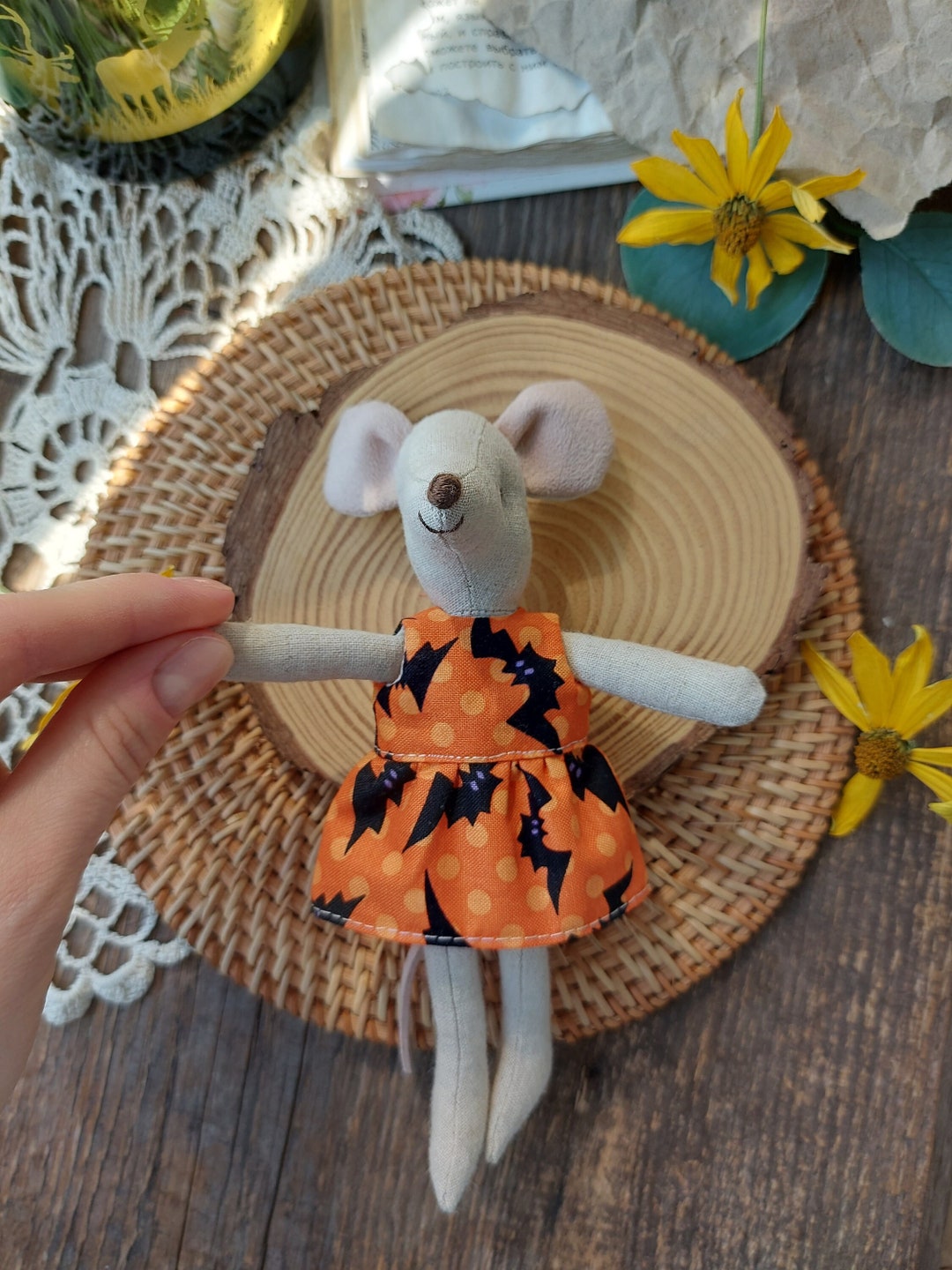 Maileg Mouse Halloween Bat Dress. Soft Toy Fall Outfit. Miniature ...