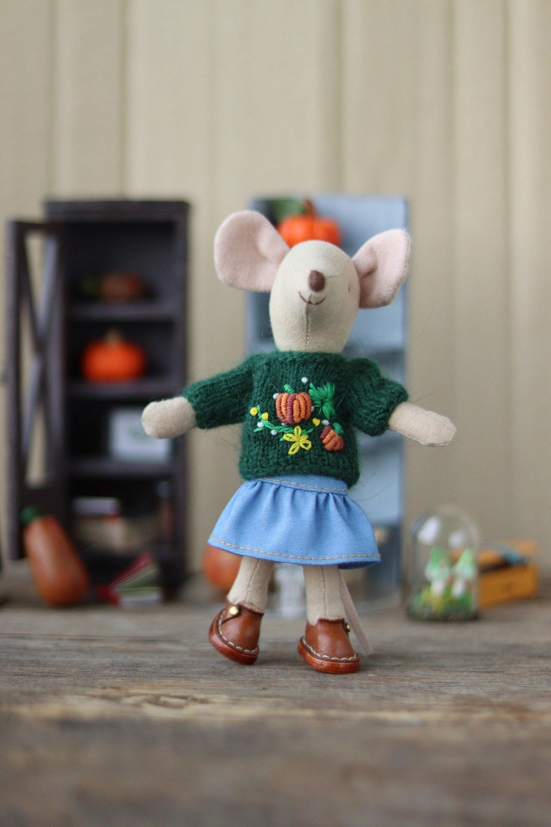 Maileg Mouse Pumpkin Sweater. Soft Toy Halloween Outfit. Miniature Doll ...