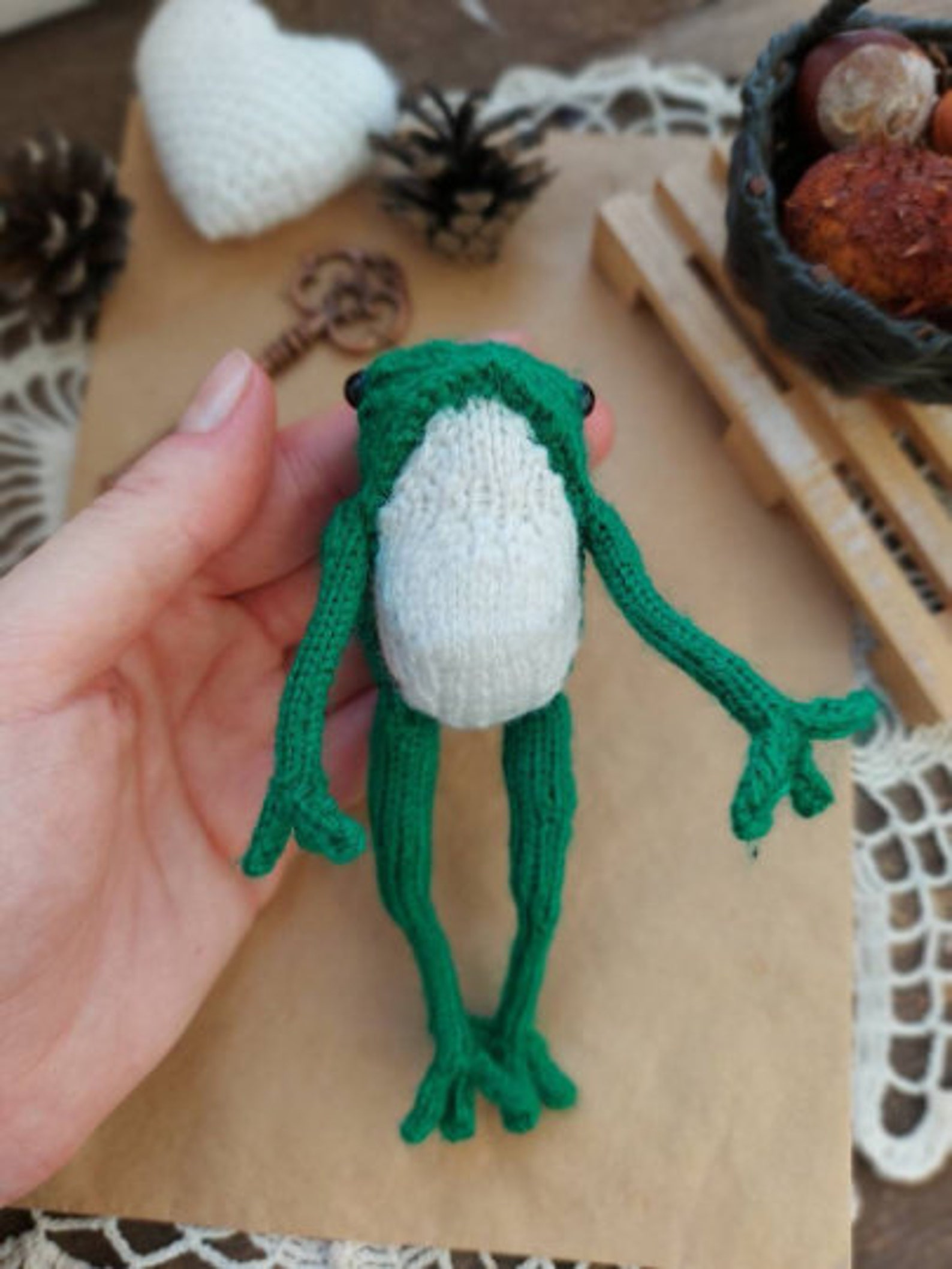 Light Green Knit Frog From Tiktok. Soft Whimsical Toad. Hippie Woodland ...