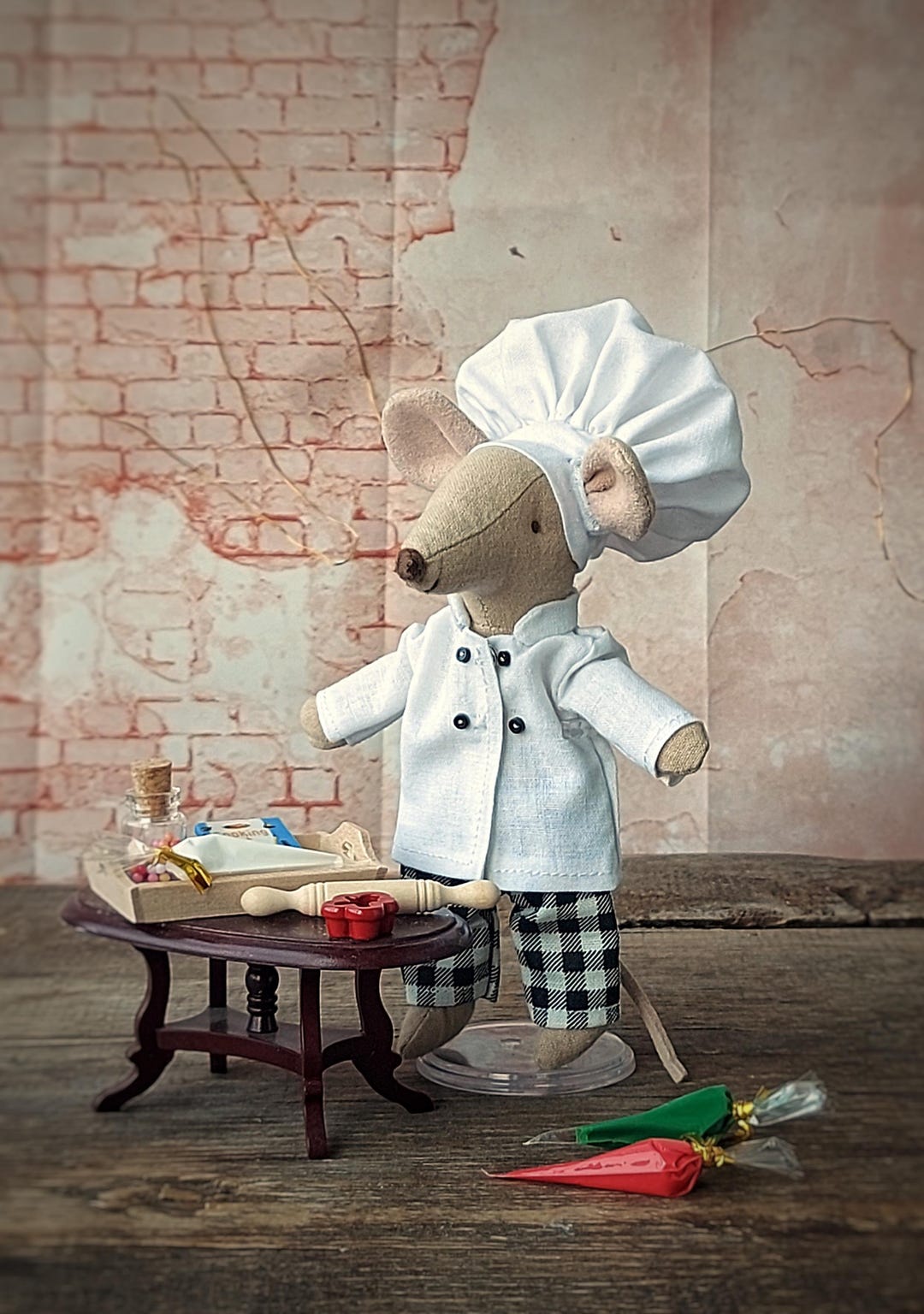 Maileg Mouse Chef Costume. Cooking Clothes for Soft Toy. Miniature ...