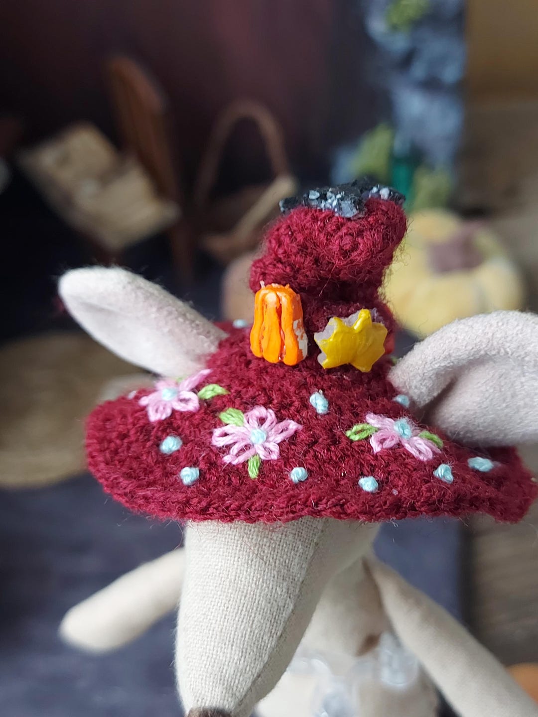 Burgundy Witch Hat for Maileg Mouse. Halloween Costume, Crochet ...