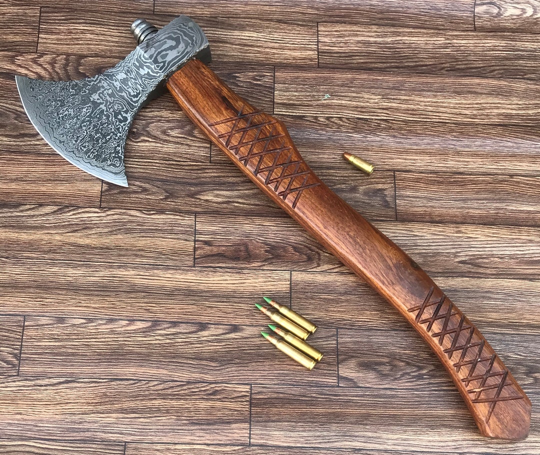 AX-0019 Custom Made Damascus Steel Axe - Gorgeous and Solid - Etsy