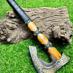 AX-7004 Custom Gift Forged Carbon Steel Viking Axe With Rose Wood Shaft ...