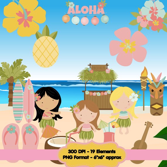 ALOHA LUAU CLIPART Insatant Download. 300 Dpi. Png Format - Etsy