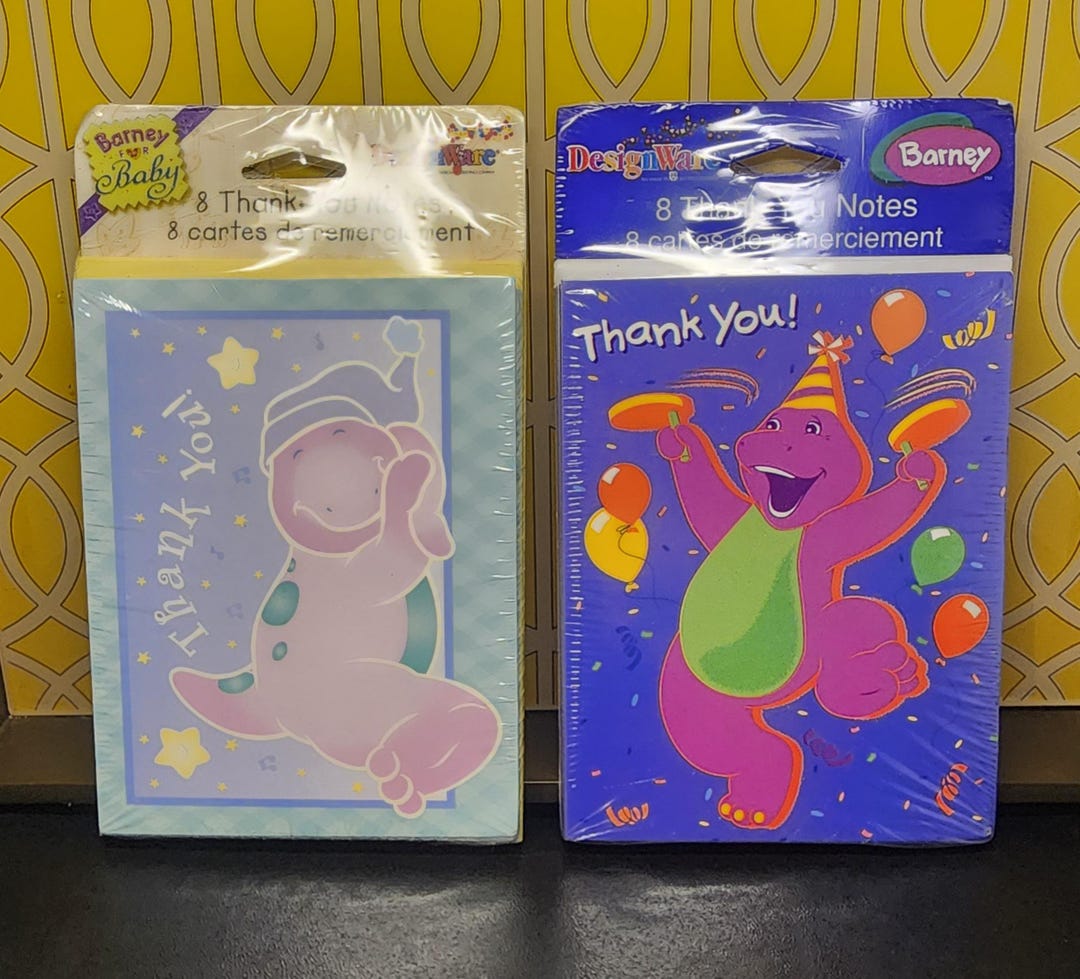 Barney Baby Barney Thank You Cards 2000 Baby Barney 8 Thank You Cards ...