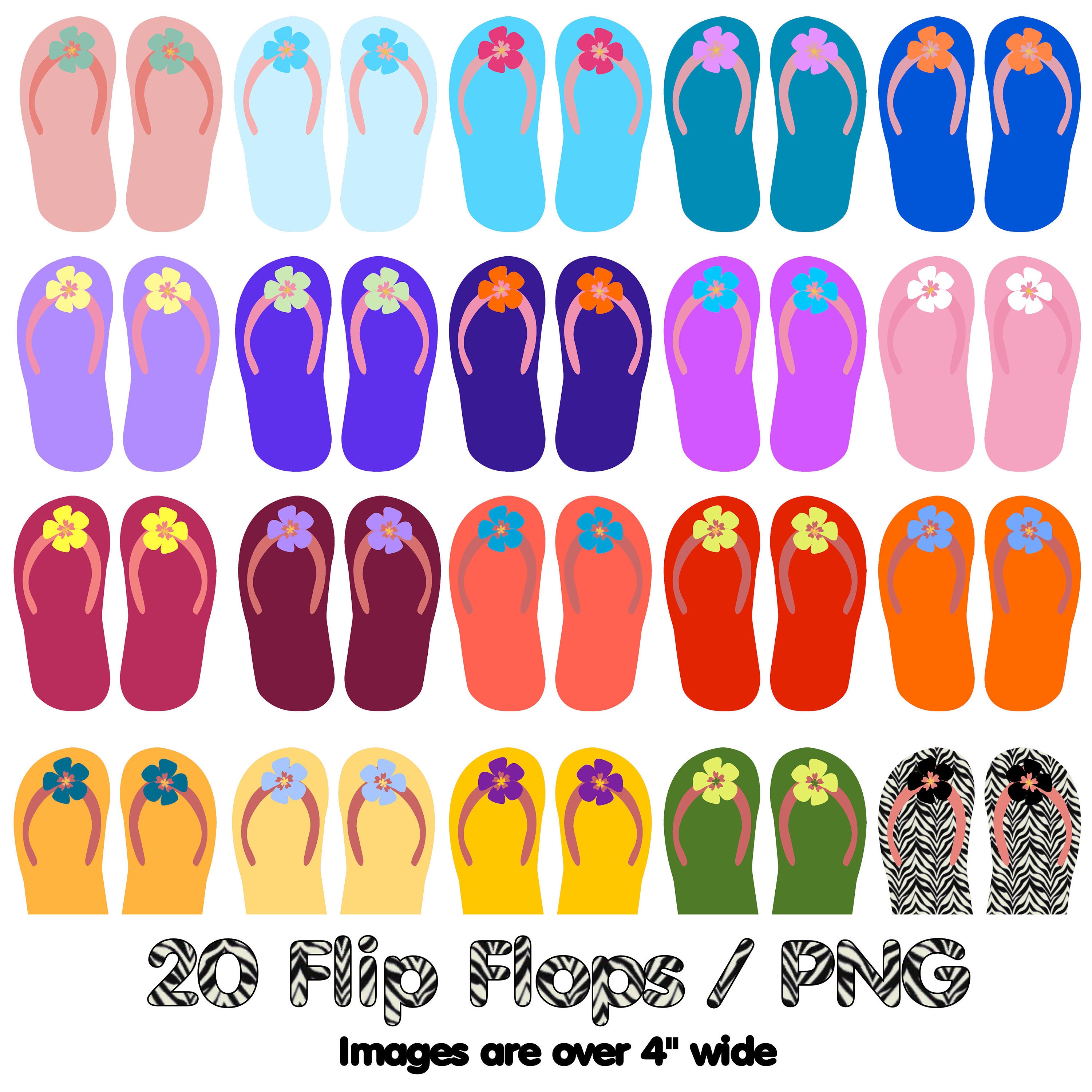 20 FLIP FLOPS CLIPART! Instant Download. 300 Dpi. Png Format - Kids ...