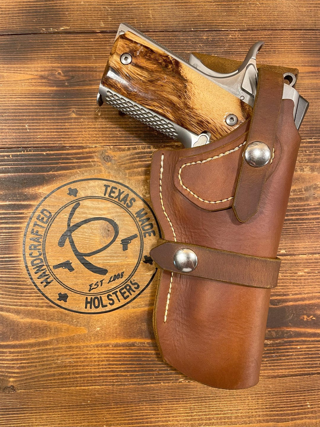 Holster for 1911, Handmade 1911 Holster, Leather, Western, Drop, OWB RH ...