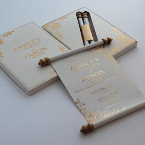Custom Scroll Wedding Invitation With Golden Box - Etsy