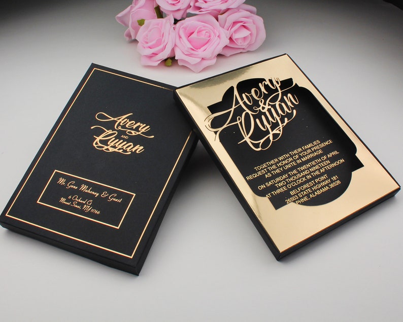 Luxury Special Gold Wedding Invitations Hot Foil Boxed | Etsy