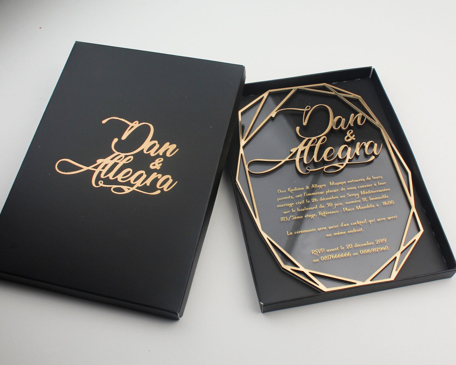 Acrylic Clear Invitation Geometric Wedding Invitations | Etsy