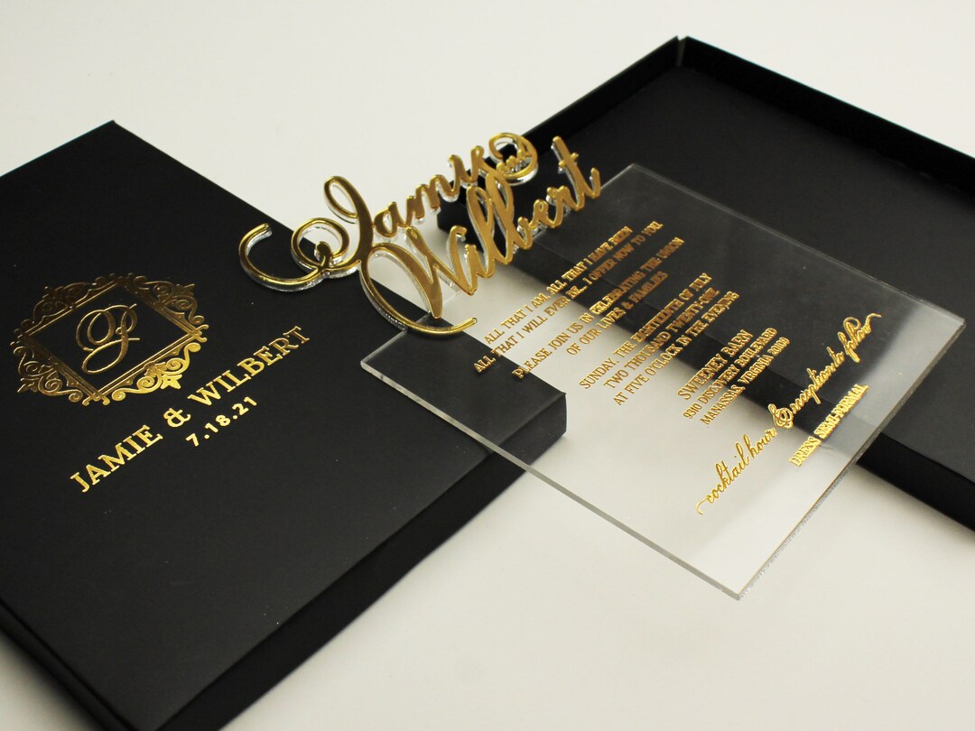 Unique Acrylic Wedding Invitations: Modern Transparent Design - Etsy