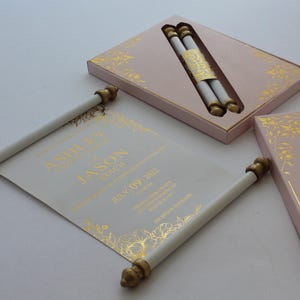 Custom Scroll Wedding Invitation With Golden Box - Etsy