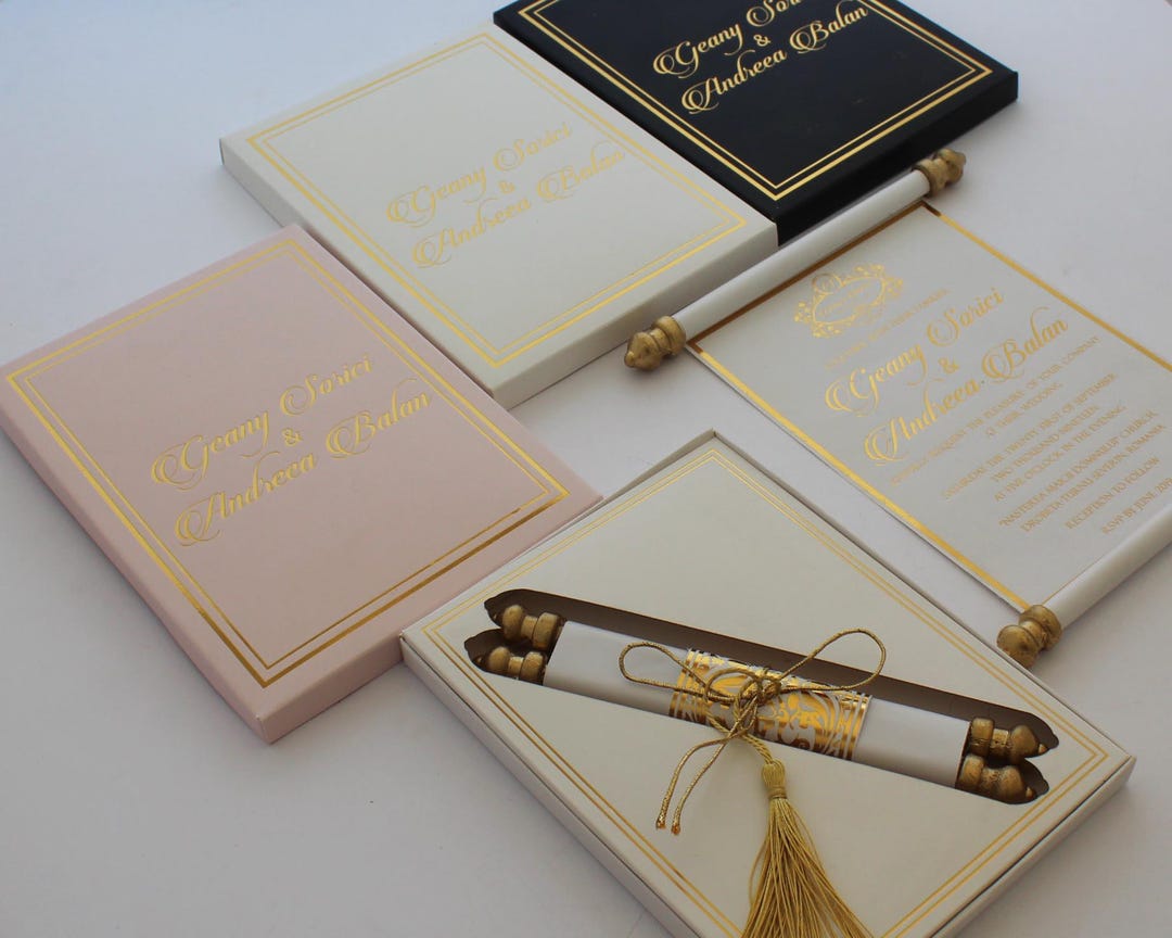 Invitación de boda con pergamino, invitaciones para novios, compromiso ...