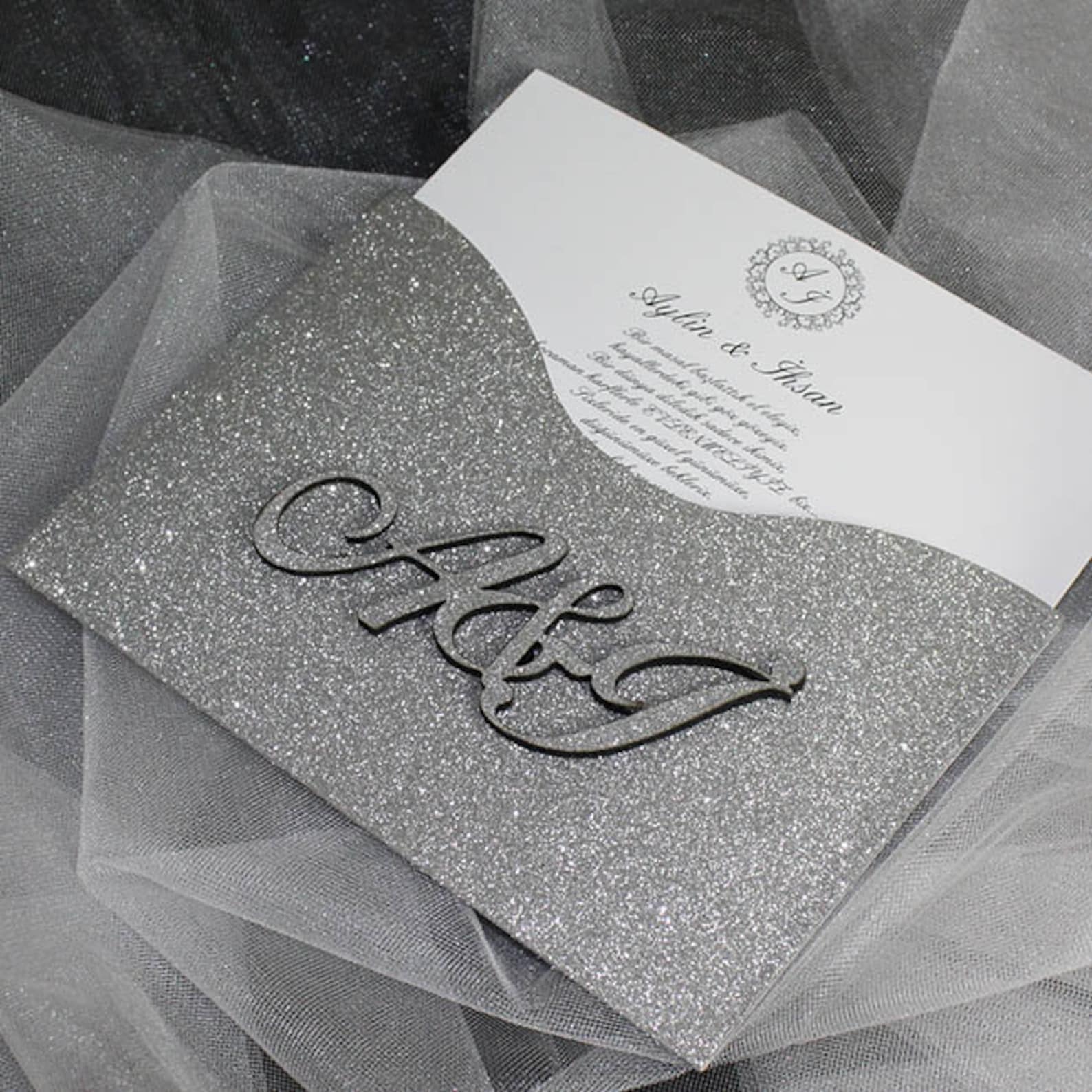 Silver Glitter Invitation Personalized Glitter Invitation - Etsy