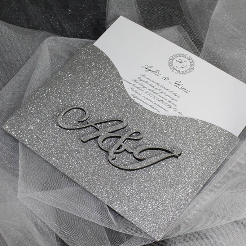Silver Glitter Invitation Personalized Glitter Invitation - Etsy
