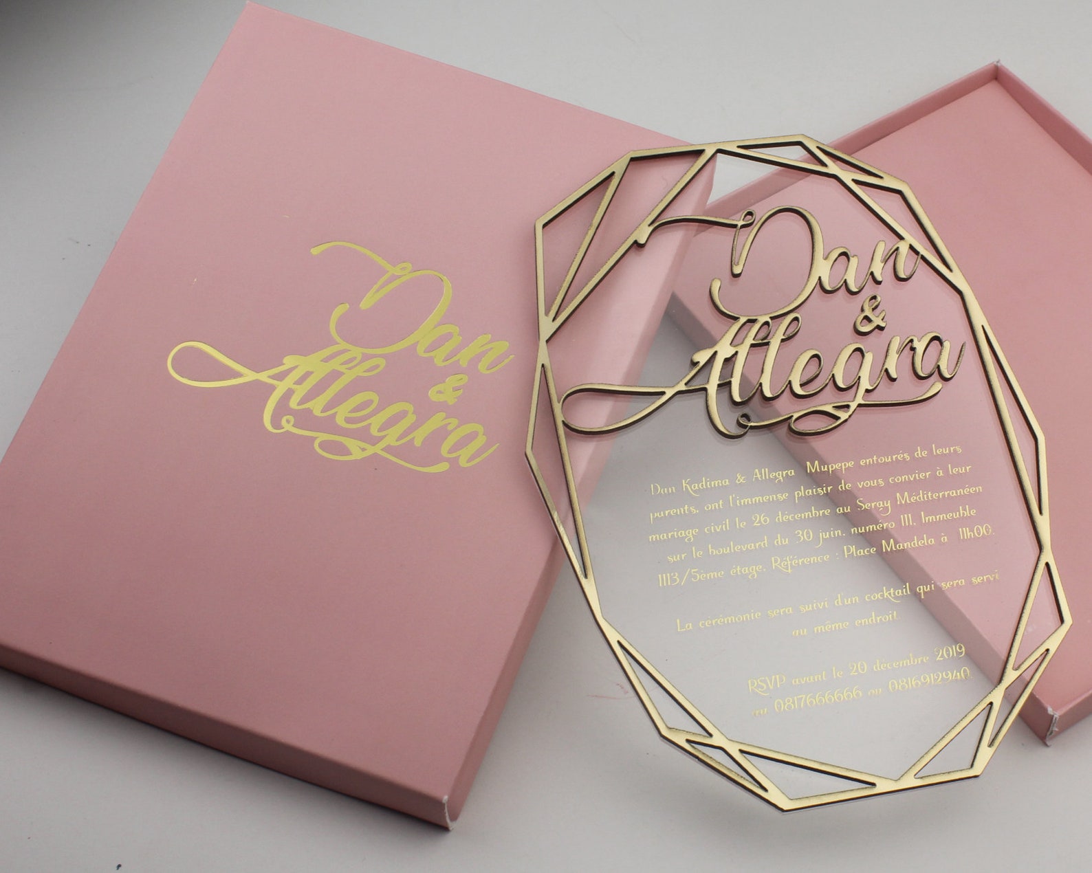 Acrylic Clear Invitation Geometric Wedding Invitations | Etsy