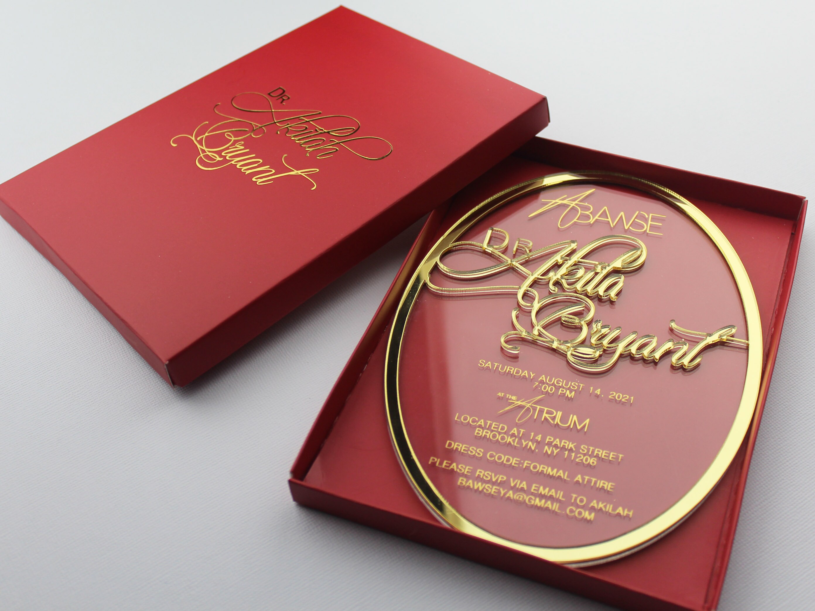 3D Acrylic Event Invitation: Gold Design, Custom Party Invite - Etsy UK