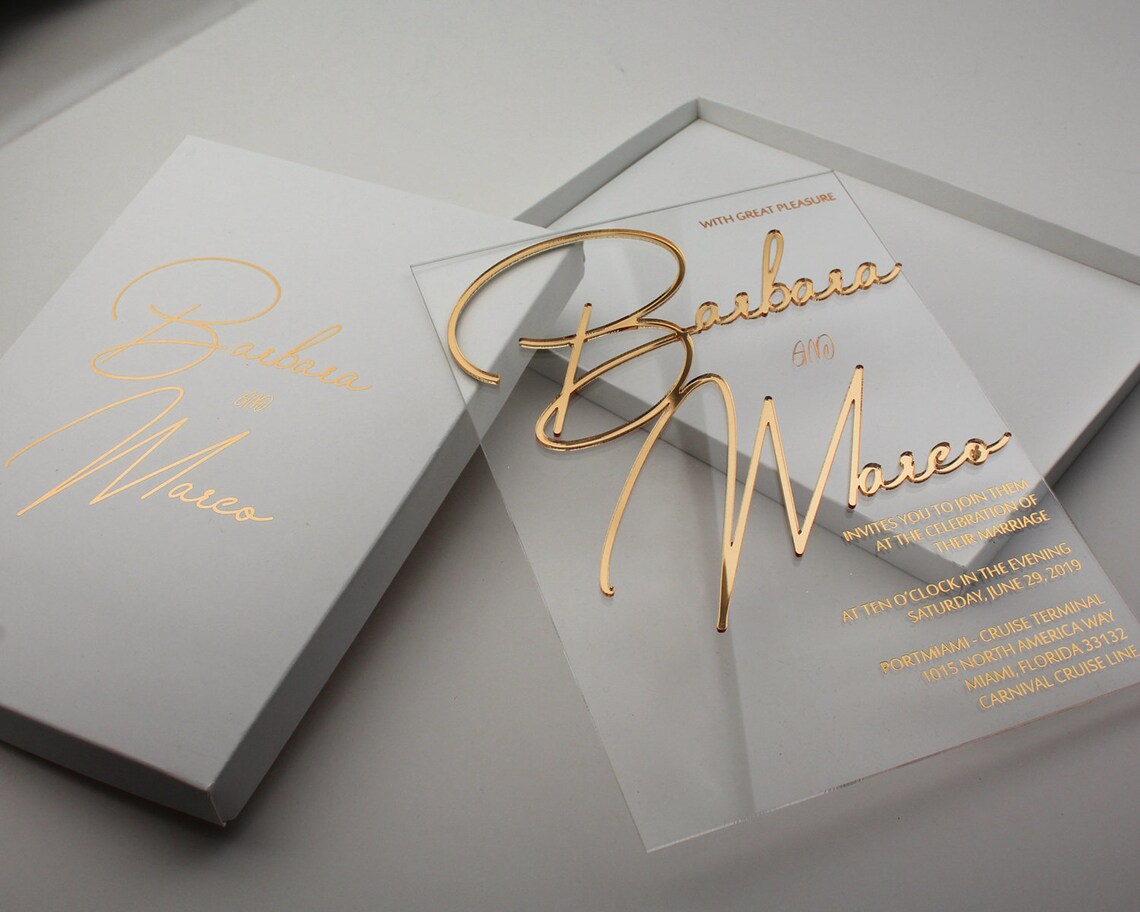 Invitaciones de lujo de acrílico transparente invitación 3D - Etsy España