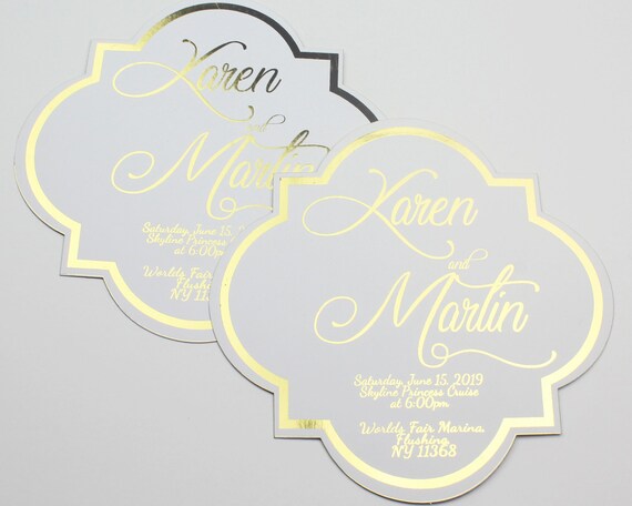 Metallic Gold Foil Invitation Personalized Wedding Card | Etsy