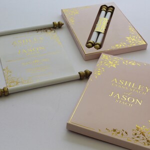 Custom Scroll Wedding Invitation With Golden Box - Etsy