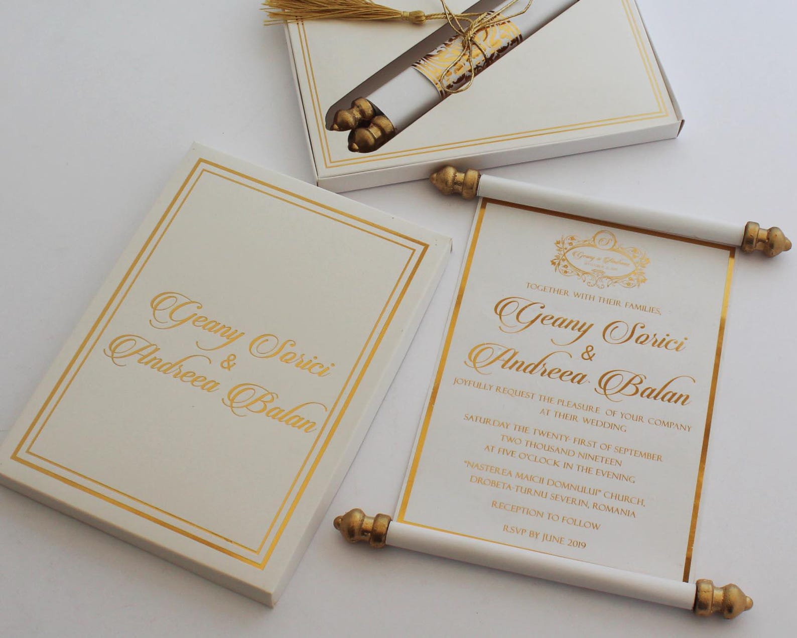 Scroll Wedding Invitation: Elegant Bride and Groom Invites - Etsy