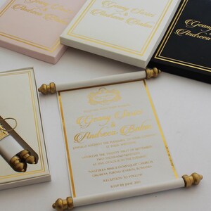 Scroll Wedding Invitation: Elegant Bride and Groom Invites - Etsy