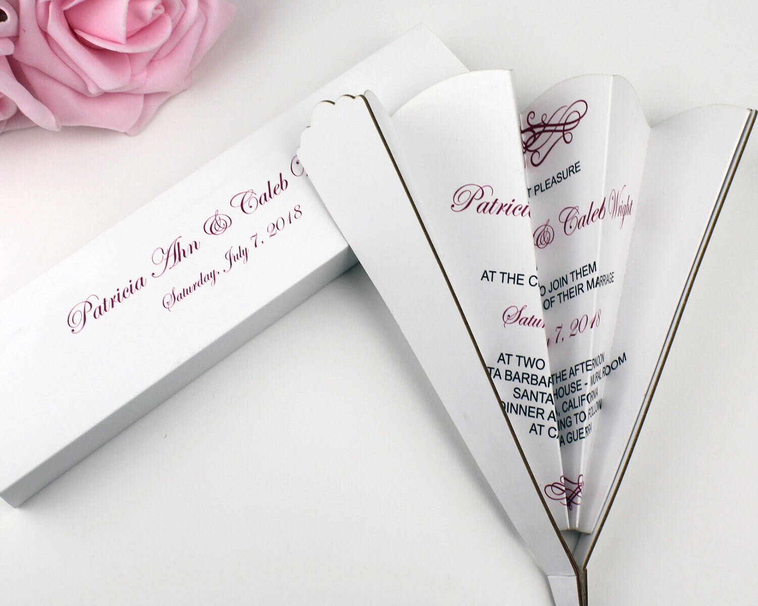 Fan Wedding Invitations Fuchsia Invitations Custom Handmade | Etsy